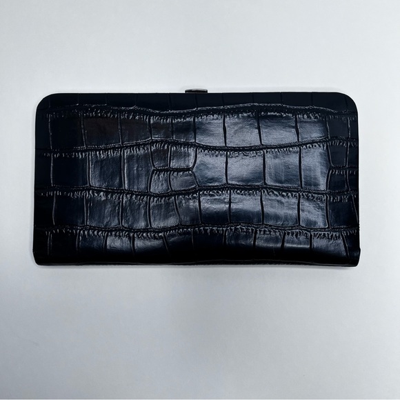 Danier | Bags | Danier Black Vintage Style Moc Croc Embossed Wallet ...